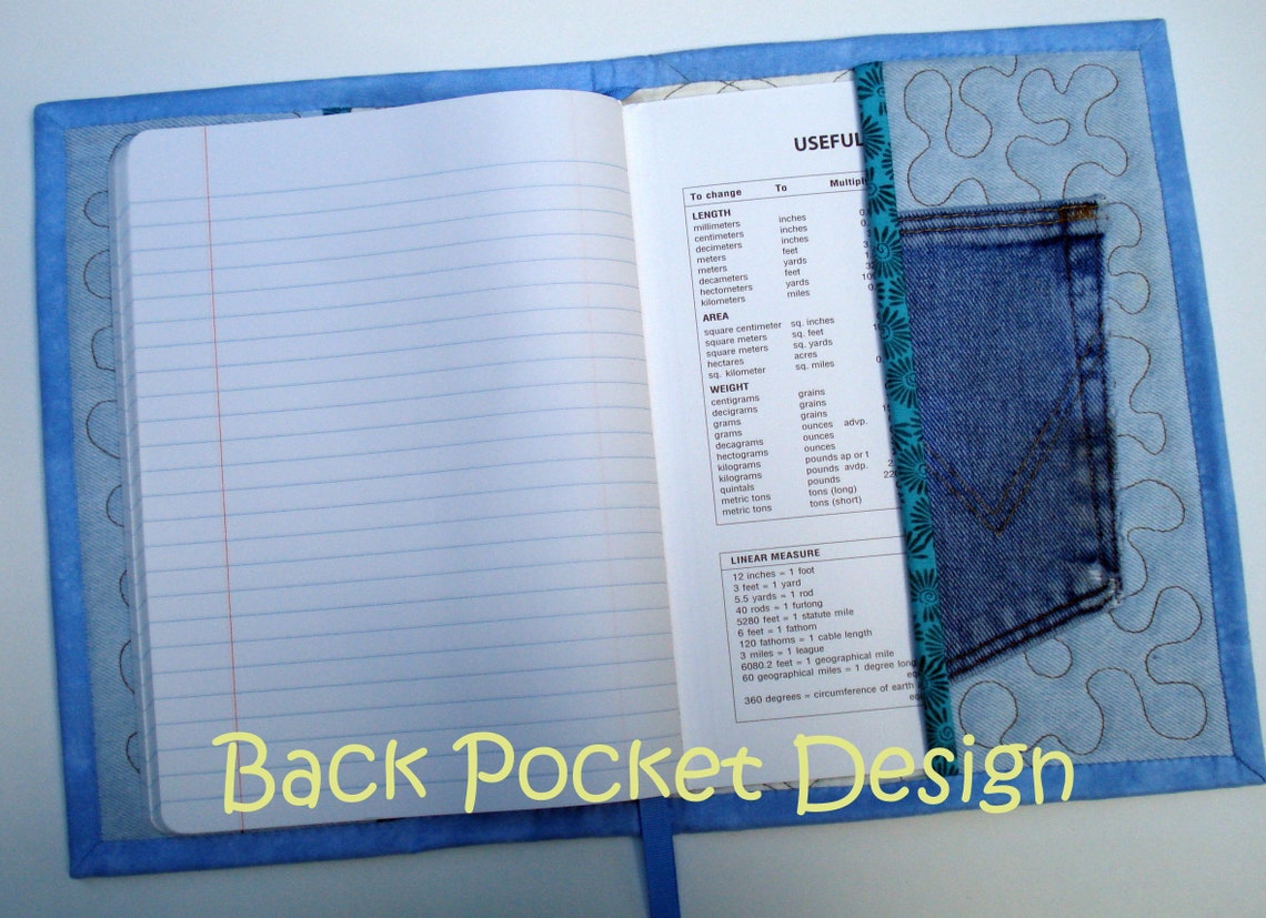 Denim Pocket Recycled Jean Denim Quilted Journal Cover - Etsy