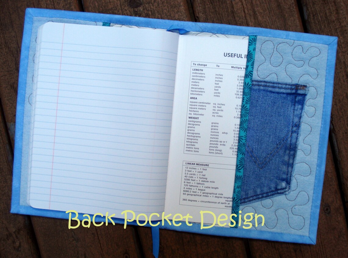Denim Pocket Recycled Jean Denim Quilted Journal Cover - Etsy