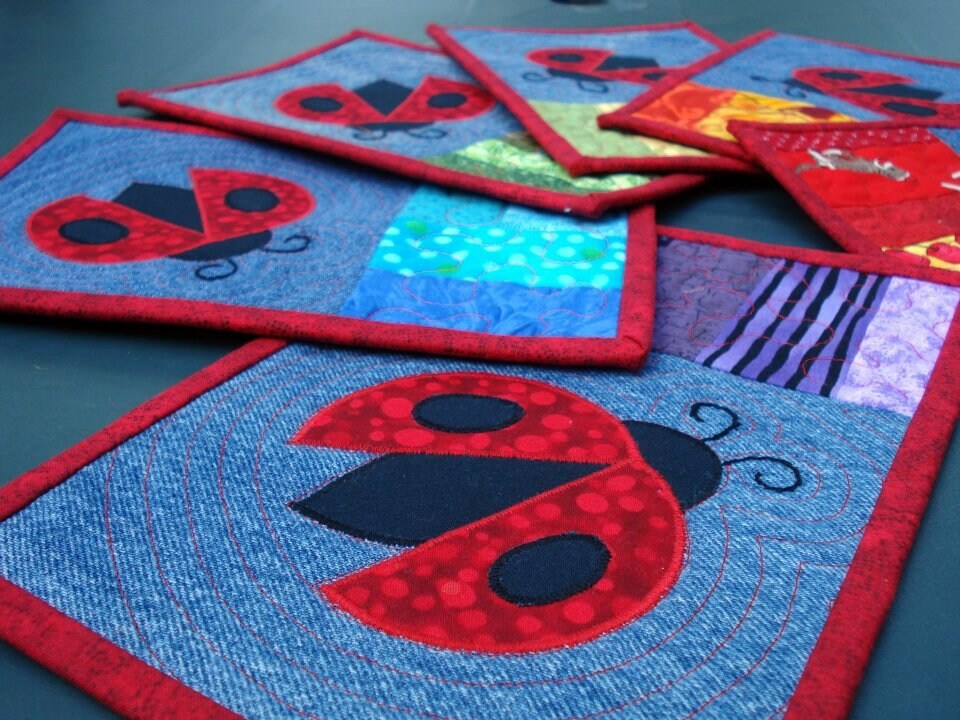 Paper Pattern for Ladybug Quilted Mug Rug Snack Mat | Etsy