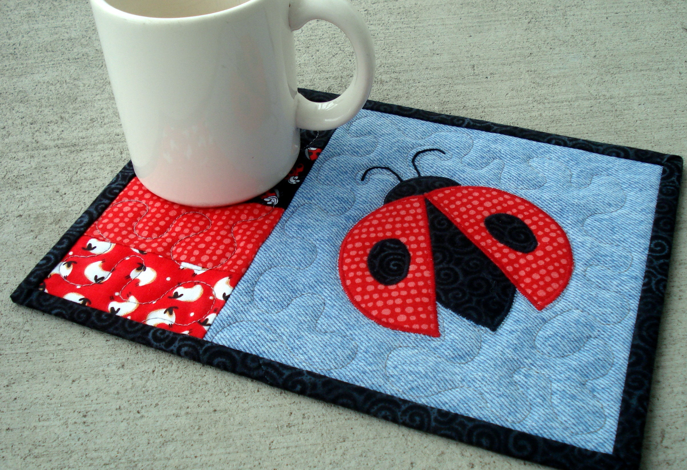 Paper Pattern for Ladybug Quilted Mug Rug Snack Mat - Etsy
