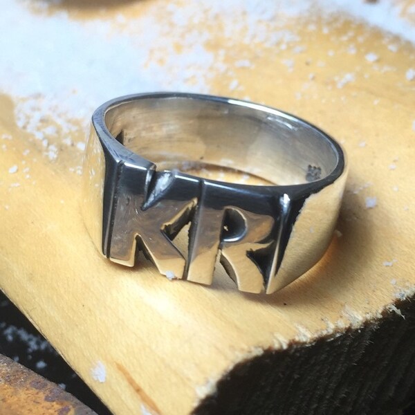 Sterling Silver Initial Rings - Etsy