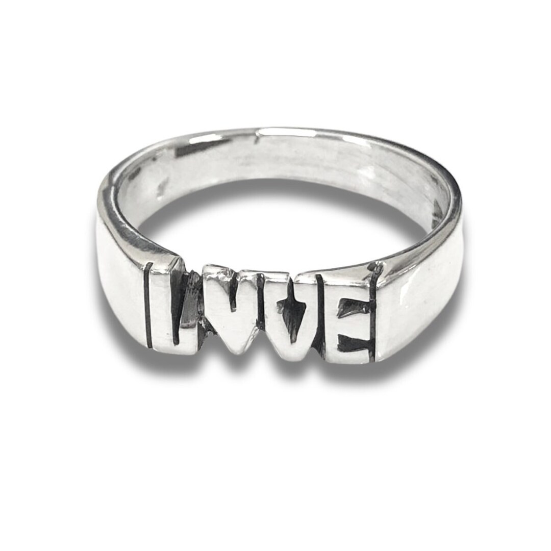 Sterling Silver 925 Ring With Love Heart Design 6mm Hand Carved Custom ...