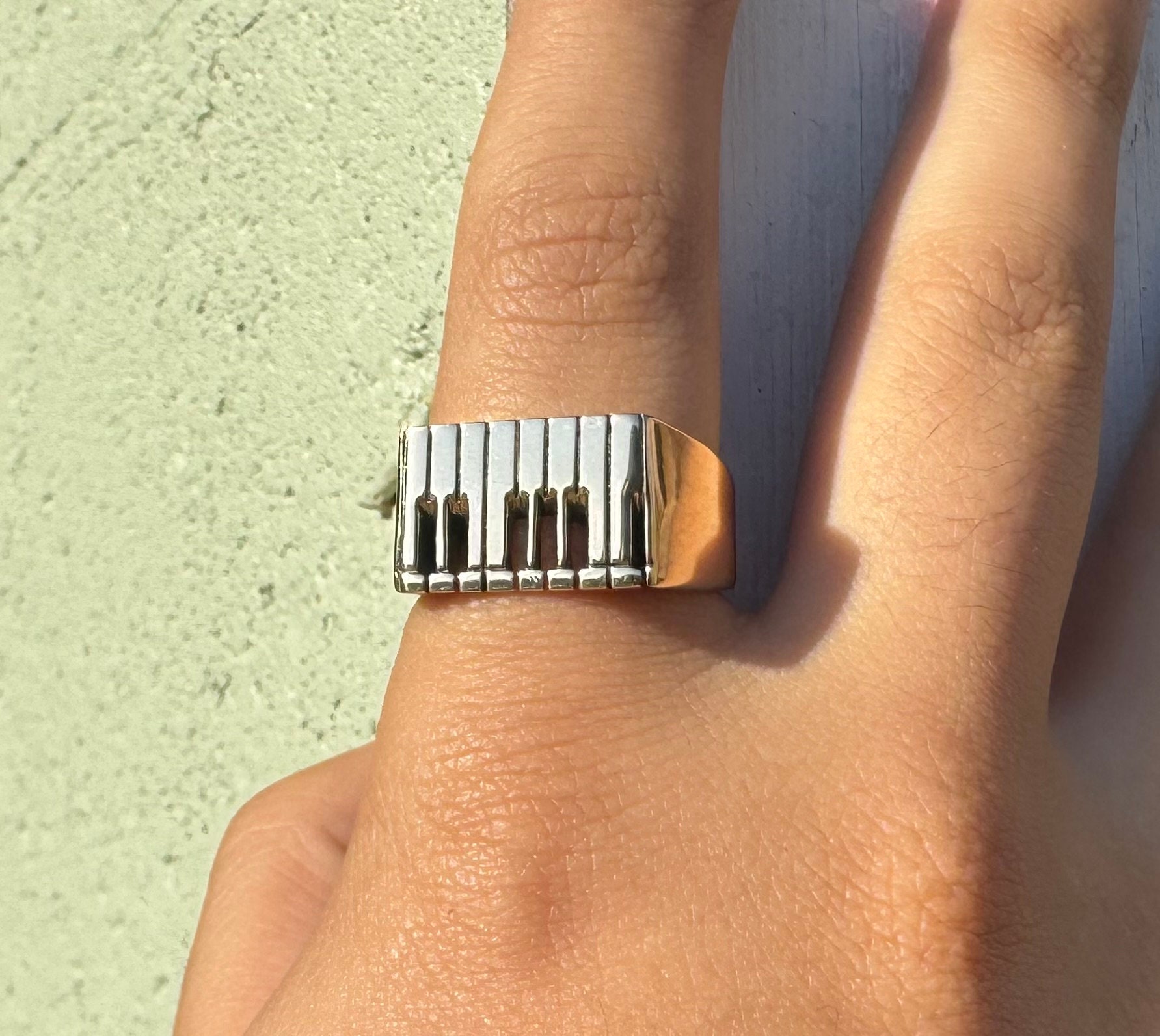 Piano Keyboard Design on Solid Brass Ring ( Hand Carved ) Music ...