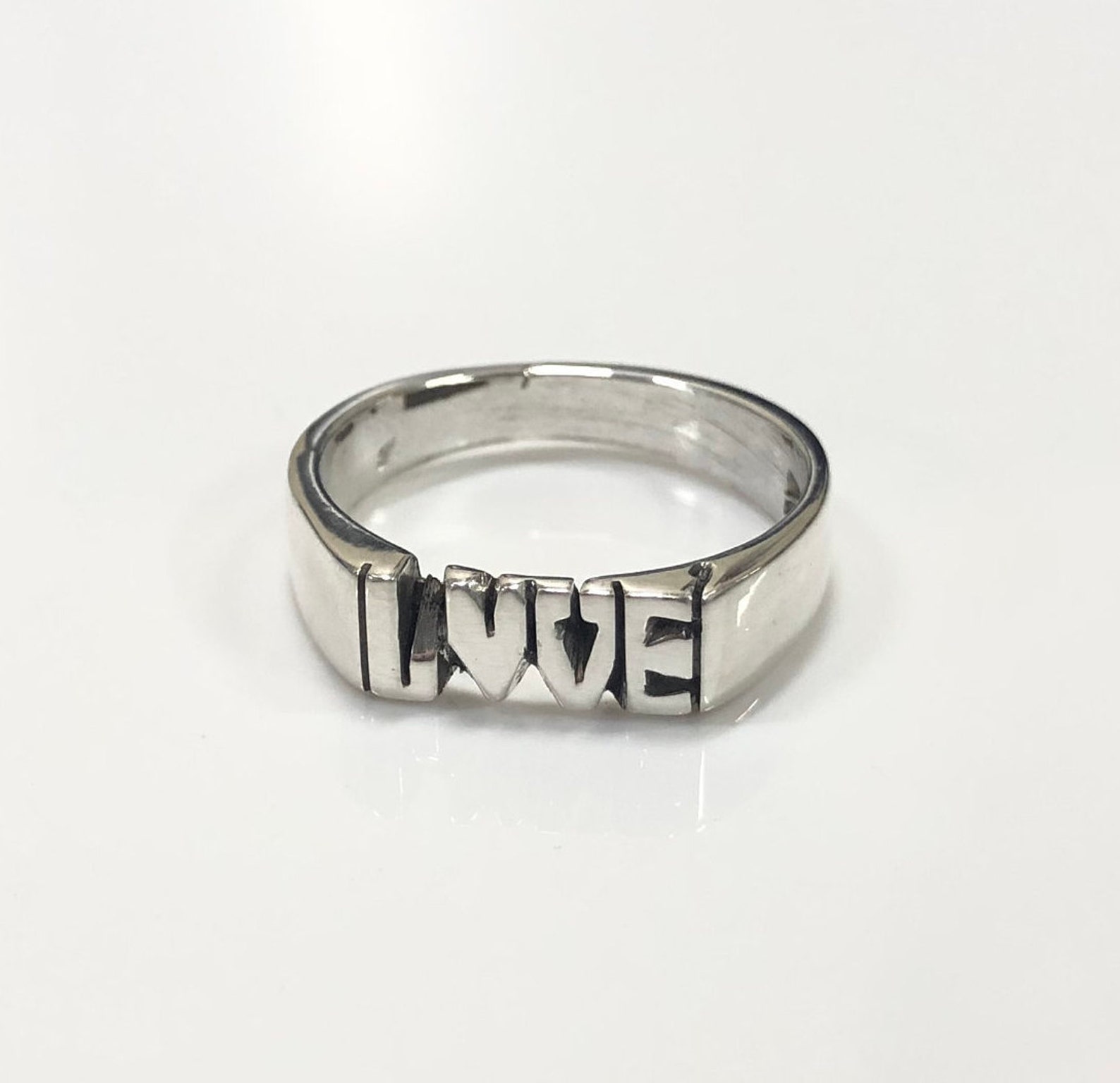 Sterling Silver 925 Ring With Love Heart Design 6mm Hand | Etsy