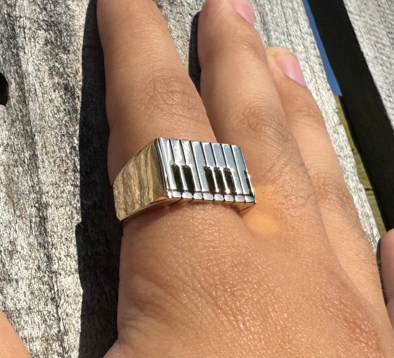 Piano Keyboard Design on Solid Brass Ring ( Hand Carved ) Music ...