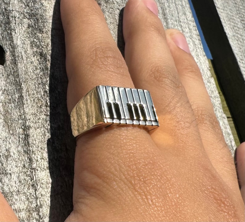 Piano Keyboard Design on Solid Brass Ring ( Hand Carved ) Music ...
