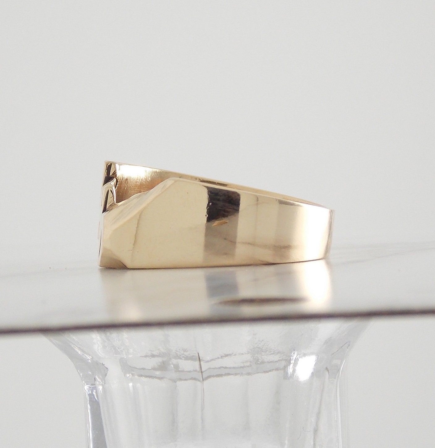 Large Hand Carved Solid Brass Ring Made To Order With 3 | Etsy