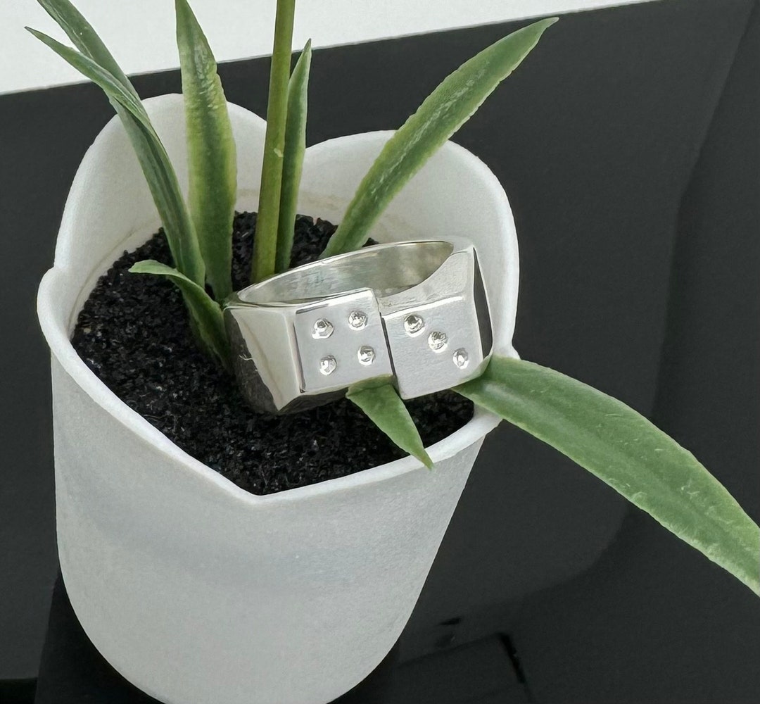 Lucky 7 Dice Ring Hand Carved in Solid Sterling Silver 925 Custom Made ...