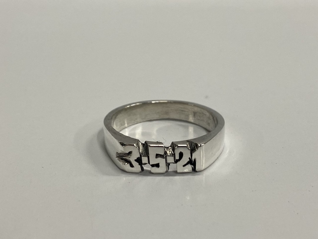 Date Ring Hand Carved 925 Sterling Silver Personalized Custom Made to ...