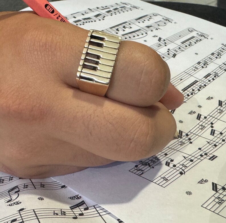 Piano Keyboard Design on Solid Brass Ring ( Hand Carved ) Music ...