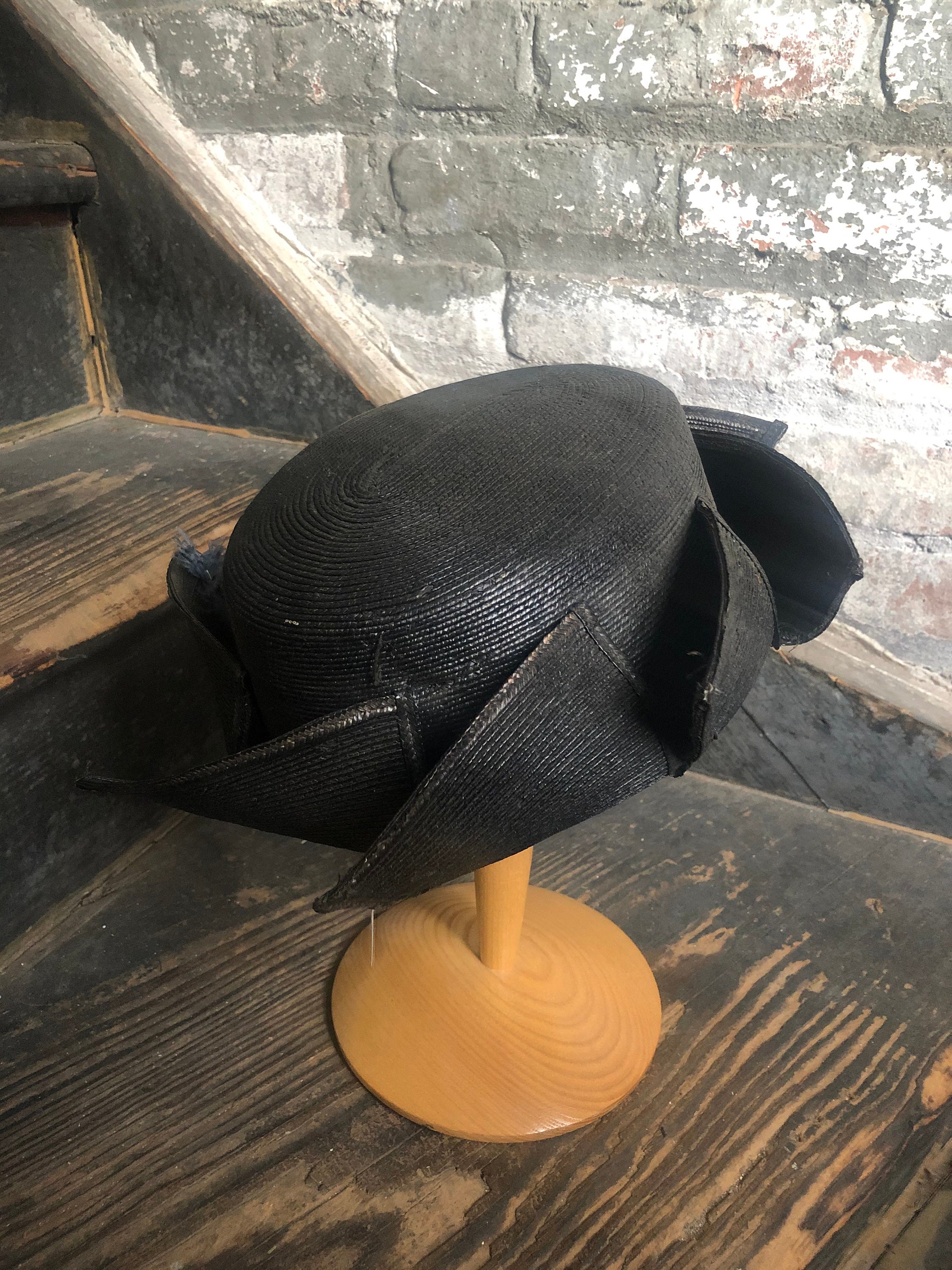 Black Straw Edwardian Suffragette Hat C. 1905 - Etsy