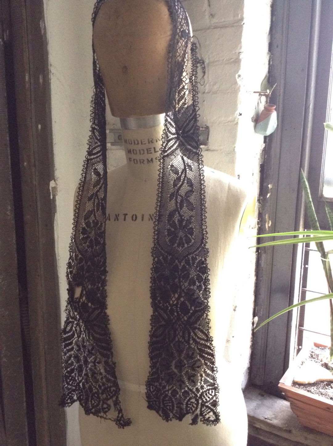 19th C Widow's Black Handmade Lace Lappet for Study - Etsy