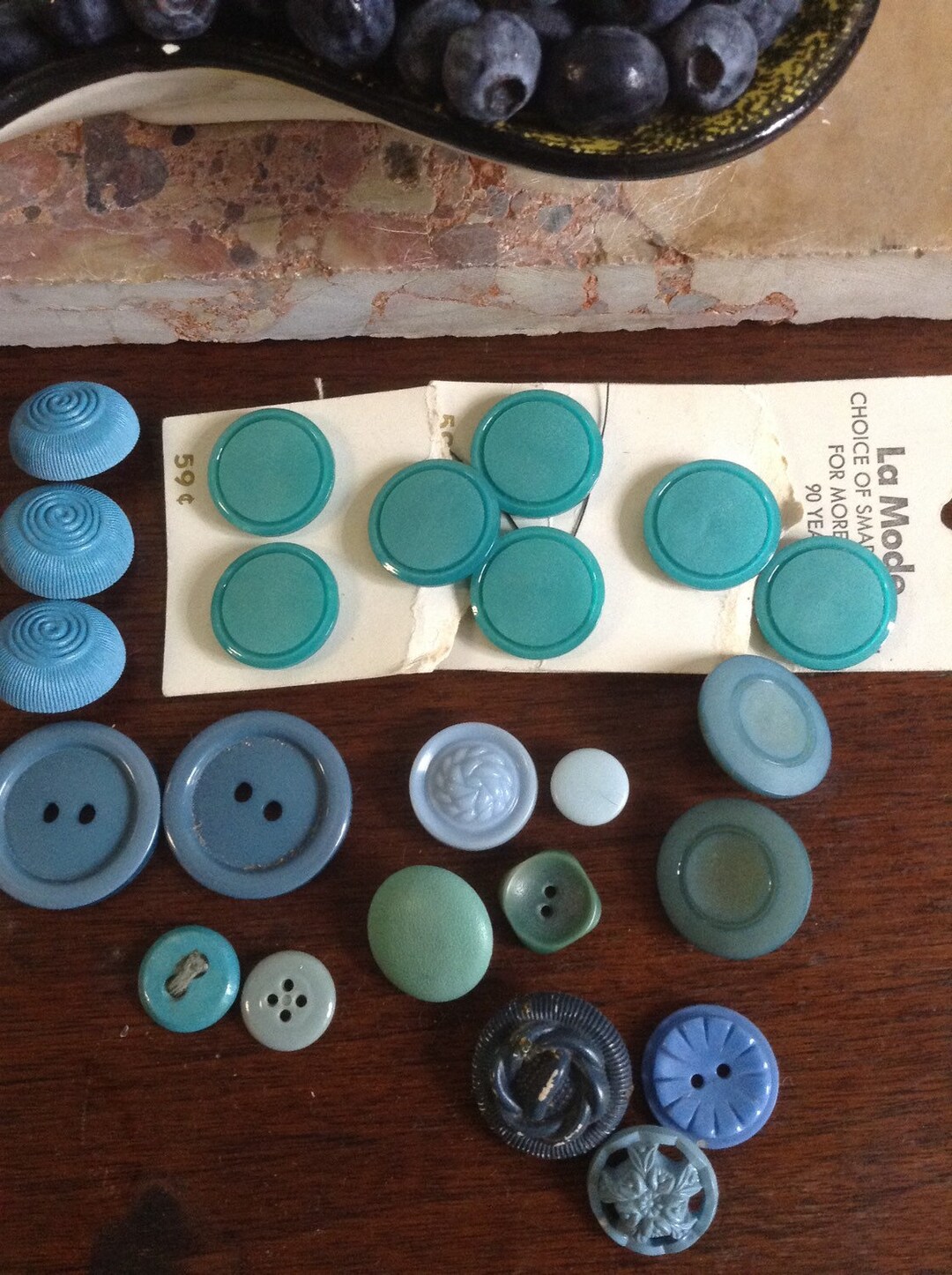 Blue Vintage Button Mix - Etsy