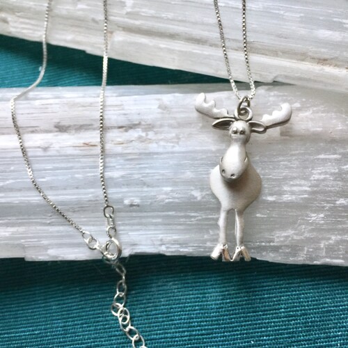 Moose Necklace Moose Jewelry Moose Gift Sterling Silver | Etsy