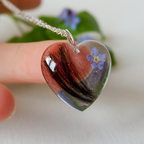 Rainbow Bridge Lock of Fur Necklace Pet Memorial Floating - Etsy