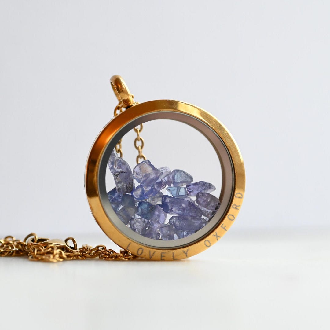 Stainless Steel Glass Locket With Chip Crystals Crystal Floating ...