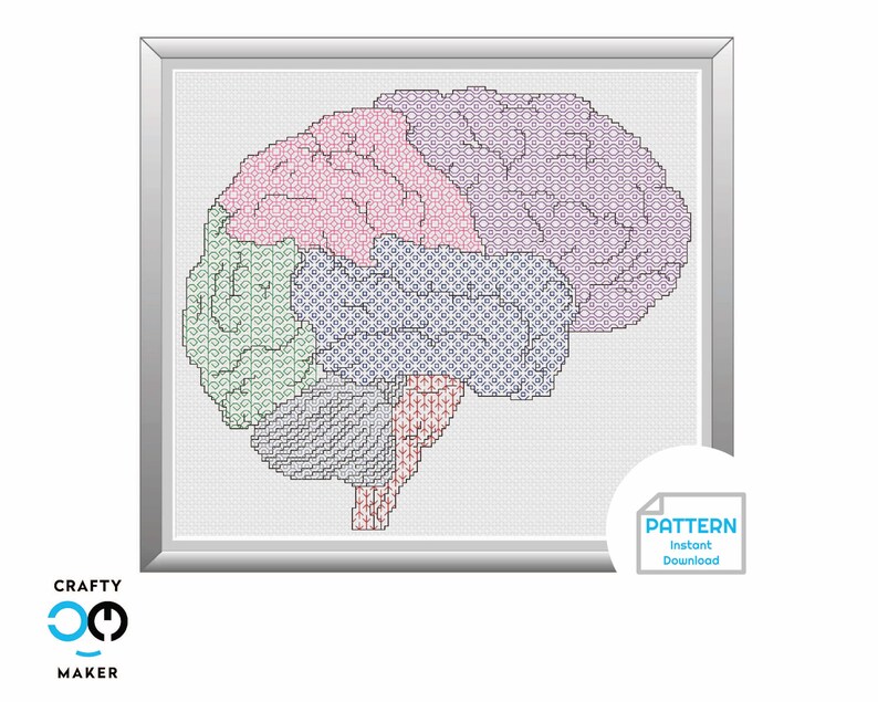Anatomical Brain Cross Stitch Pattern: Medical Gift (PDF Pattern) - Etsy