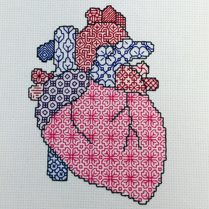 Anatomical Heart Blackwork Pattern Health Care Professional - Etsy