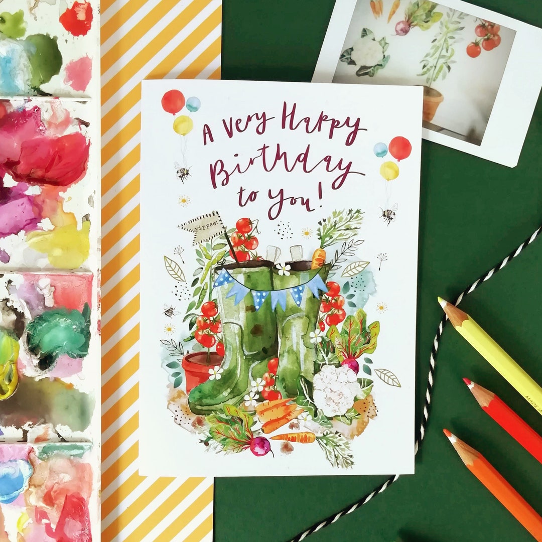 A Very Happy Birthday to You Allotment Veggies A6 Greeting - Etsy