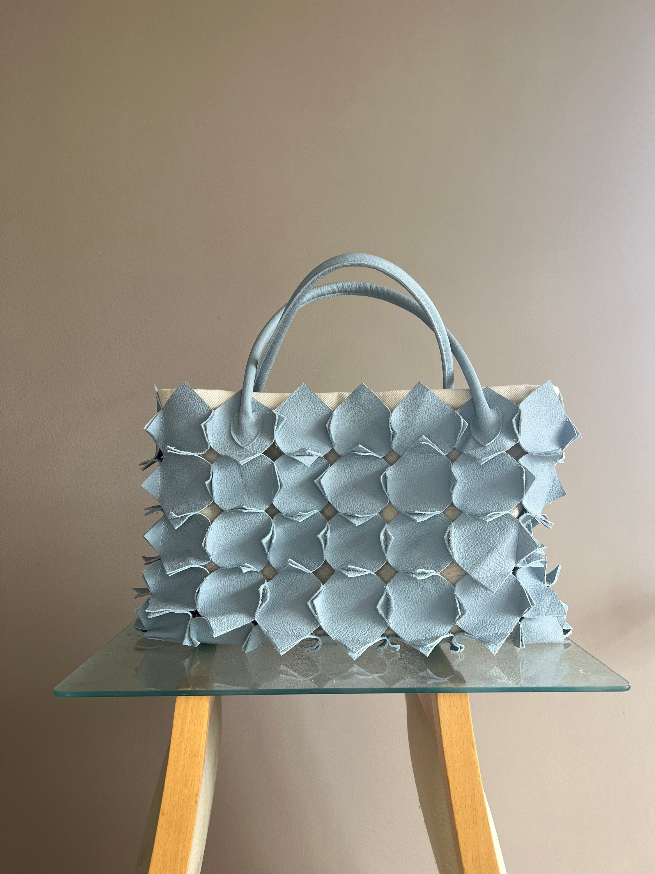 Light Blue Real Leather Hobo Bag Shoulder Bag Tote Bag - Etsy