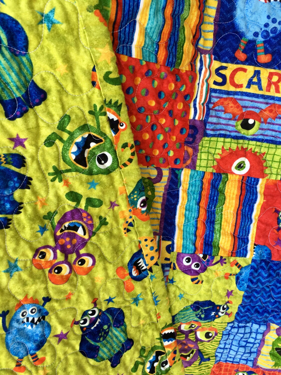 Ready to Ship Baby Monster Quilt, Toddler Monster Quilt, Monster ...