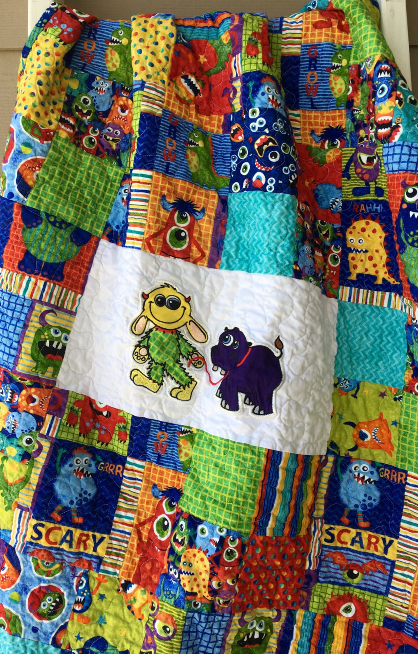 Ready to Ship Baby Monster Quilt, Toddler Monster Quilt, Monster ...