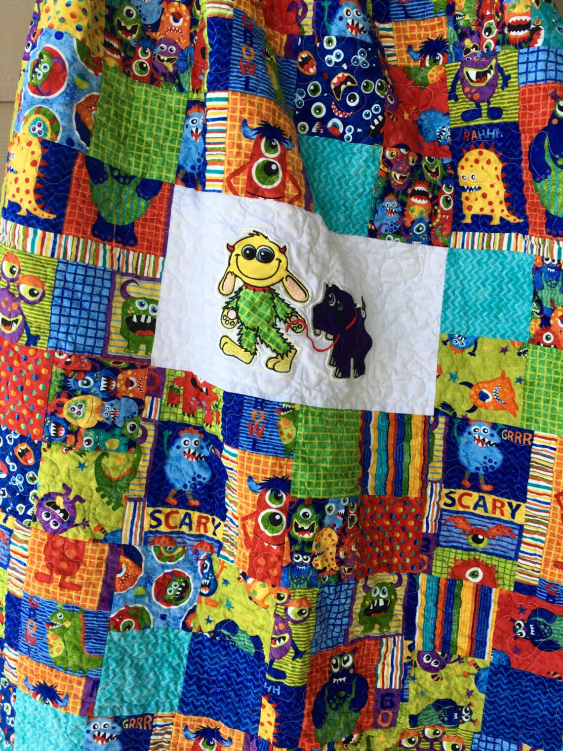 Ready to Ship Baby Monster Quilt, Toddler Monster Quilt, Monster ...