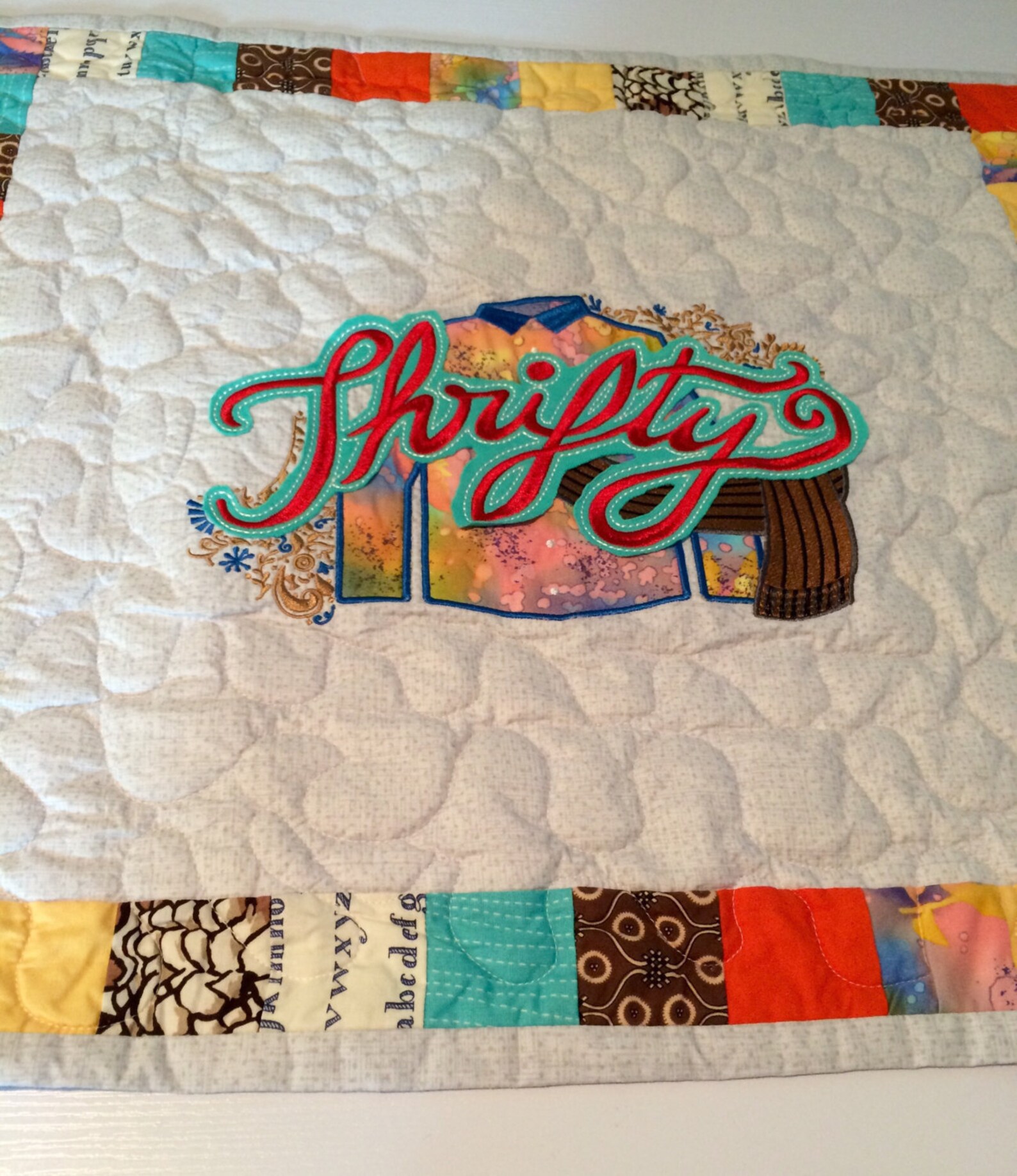 Quilted Retro Thrifty Fiber Art Table Topper - Etsy