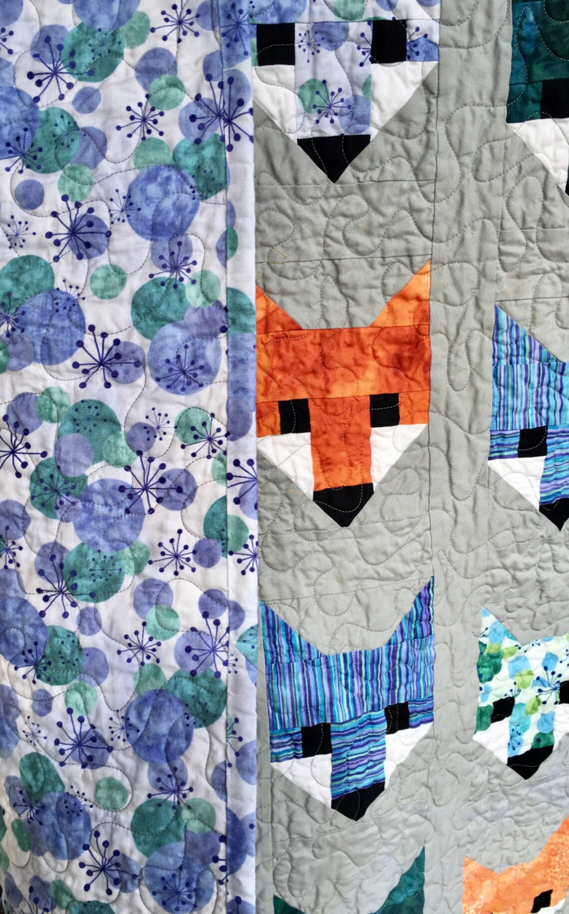 Ready to Ship Fancy Fox Quilt, Modern Baby Quilt, Baby Blanket, Gender ...