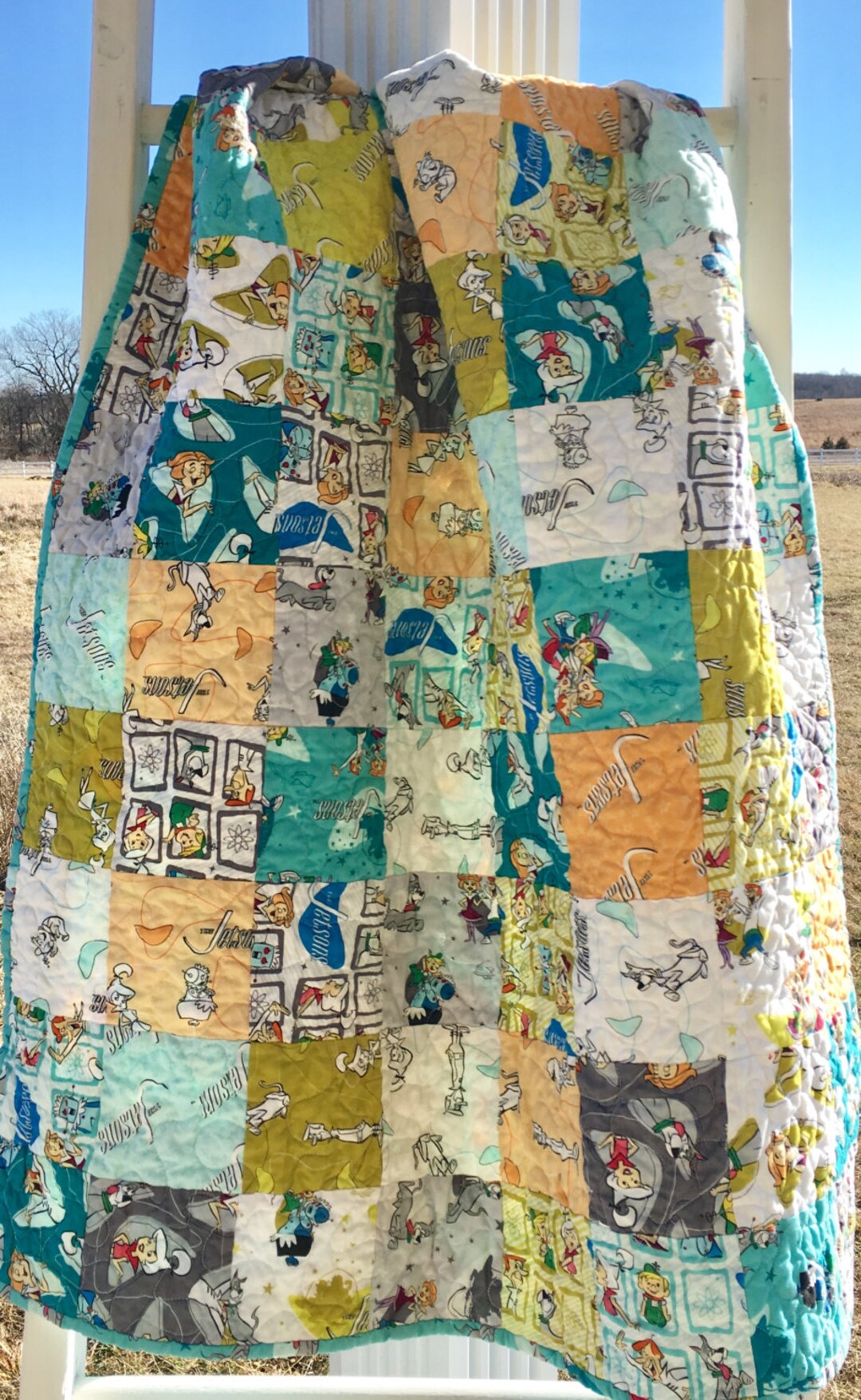 Ready to Ship Modern, Retro Jetsons, Baby Quilt, 1970's Decor, Jetsons ...