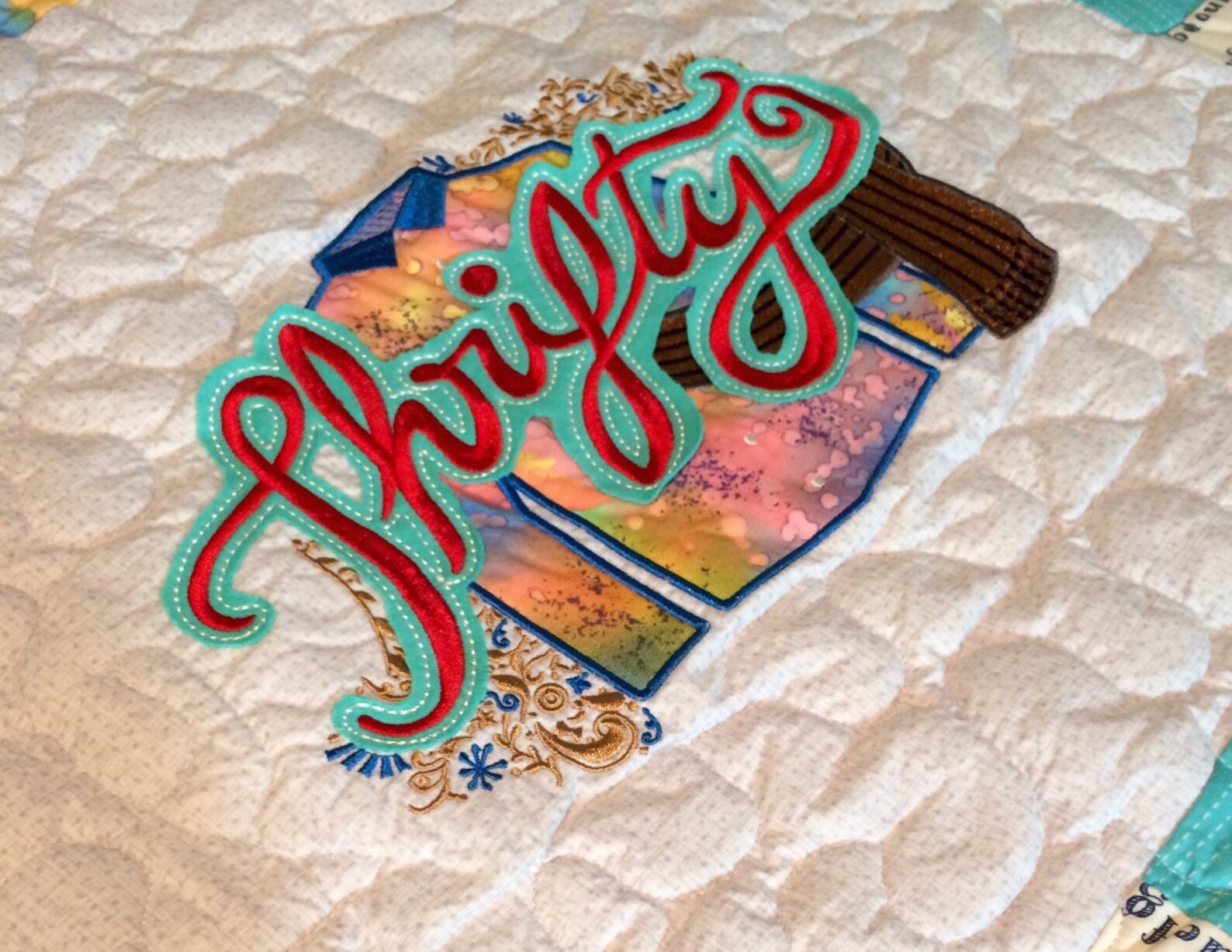 Quilted Retro Thrifty Fiber Art Table Topper - Etsy