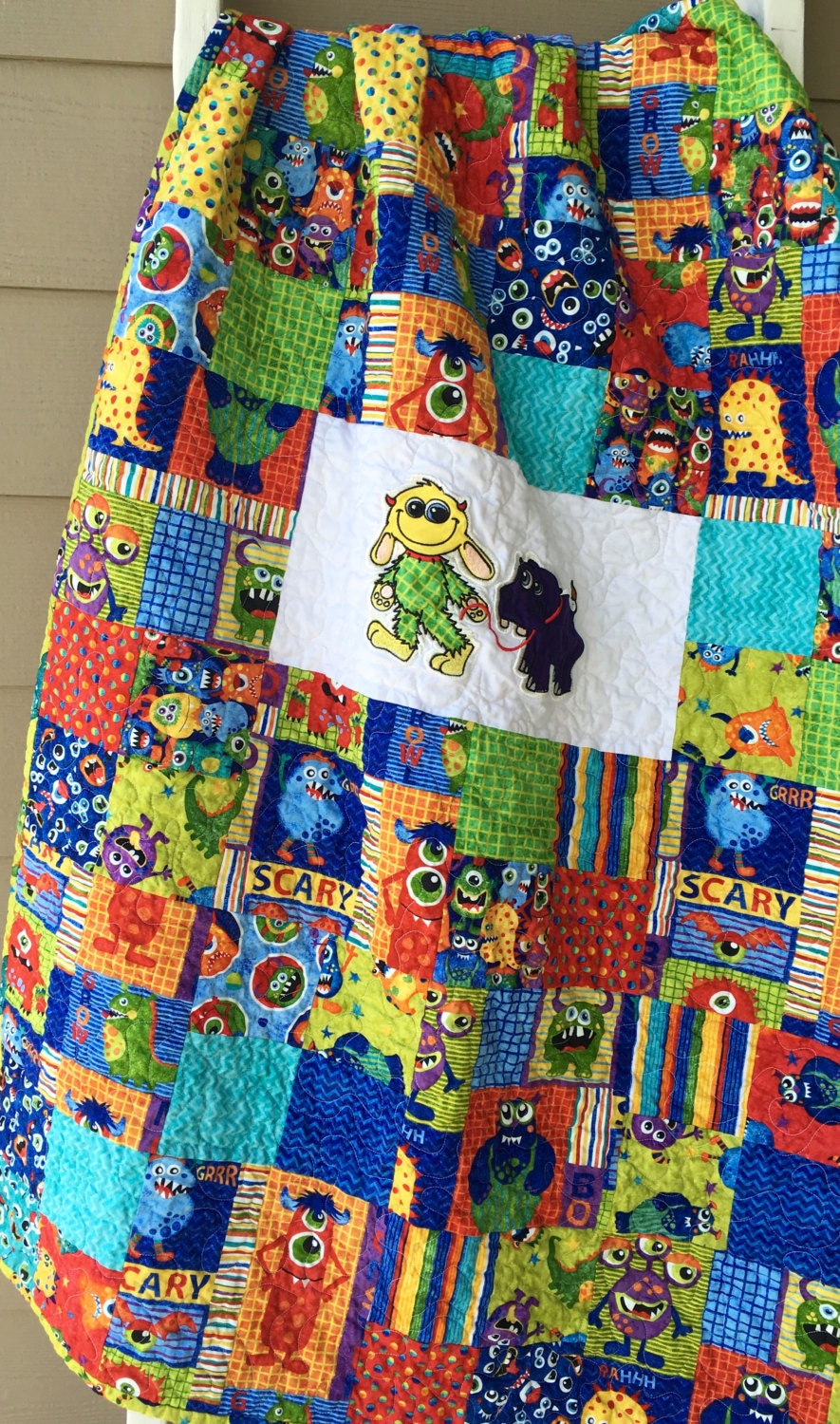 Ready to Ship Baby Monster Quilt, Toddler Monster Quilt, Monster ...