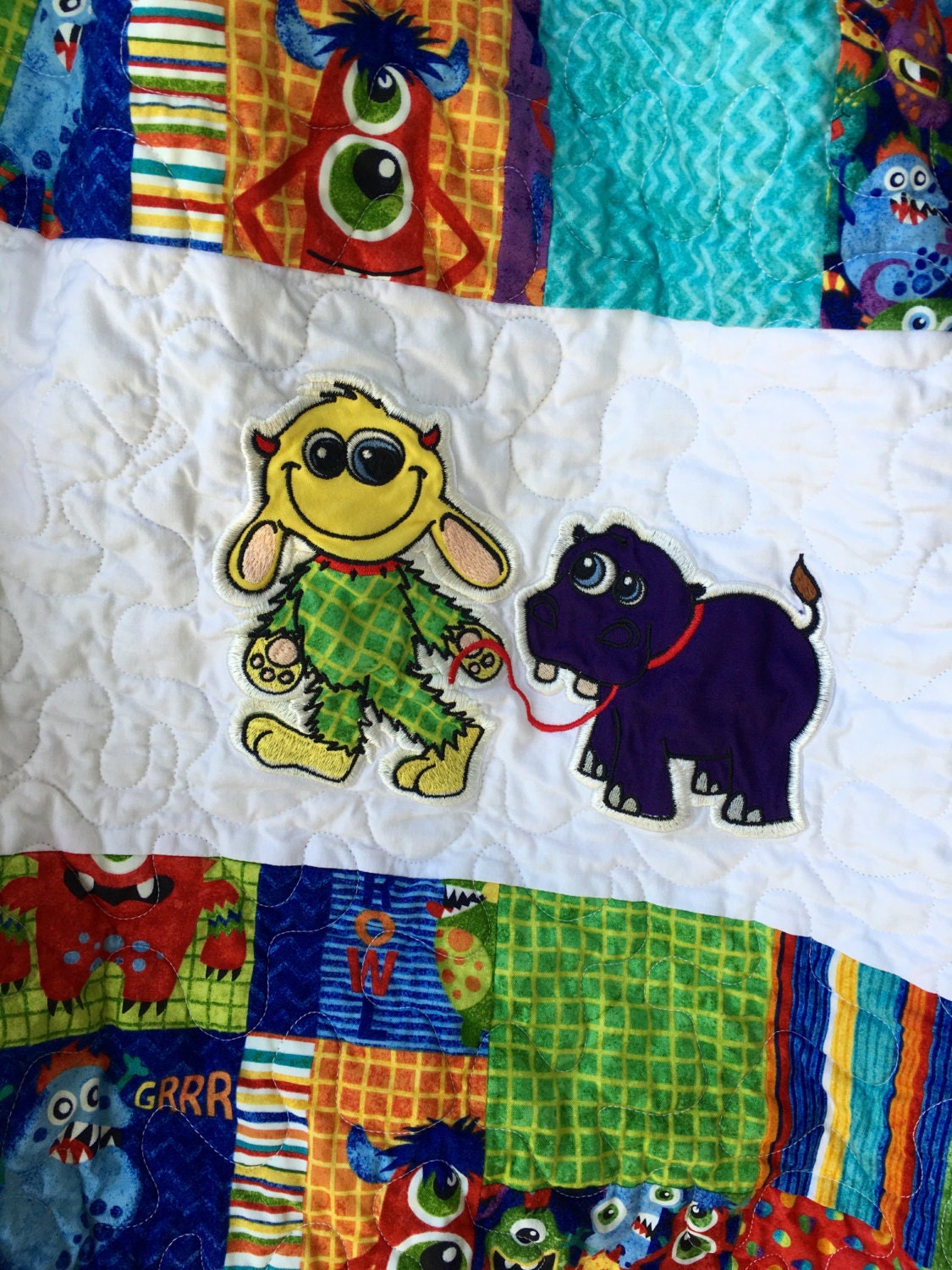 Ready to Ship Baby Monster Quilt, Toddler Monster Quilt, Monster ...