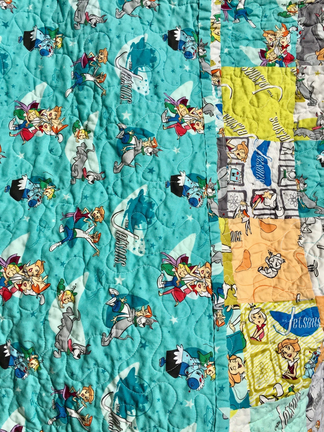Ready to Ship Modern, Retro Jetsons, Baby Quilt, 1970's Decor, Jetsons ...