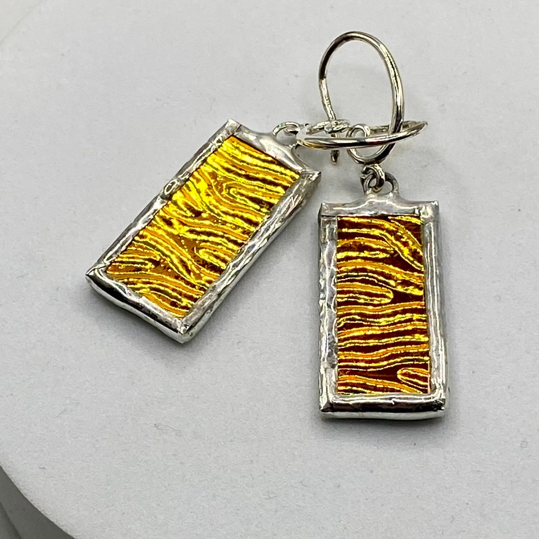 ORANGE Glass Earrings by Hip Chick Jewelry, Stained Glass Earrings ...