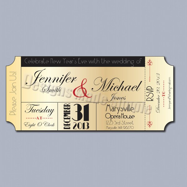 Ticket Style Invite - Etsy