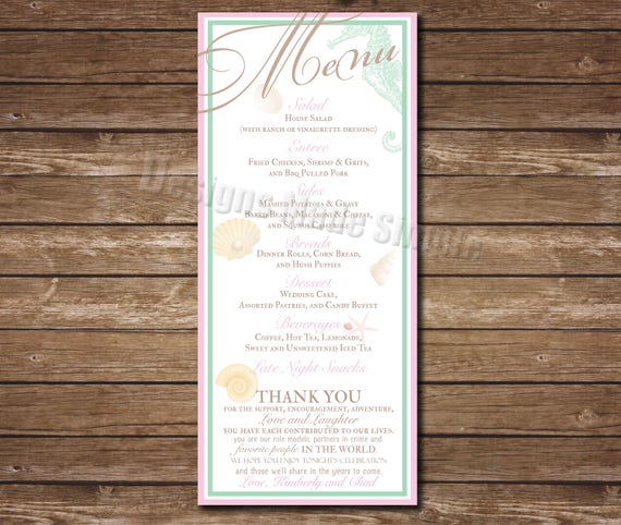 Beach Themed Restaurant Menu Template