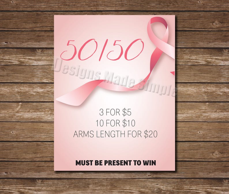 Breast Cancer Fundraiser Sign Bundle Welcome 50/50 Raffle - Etsy