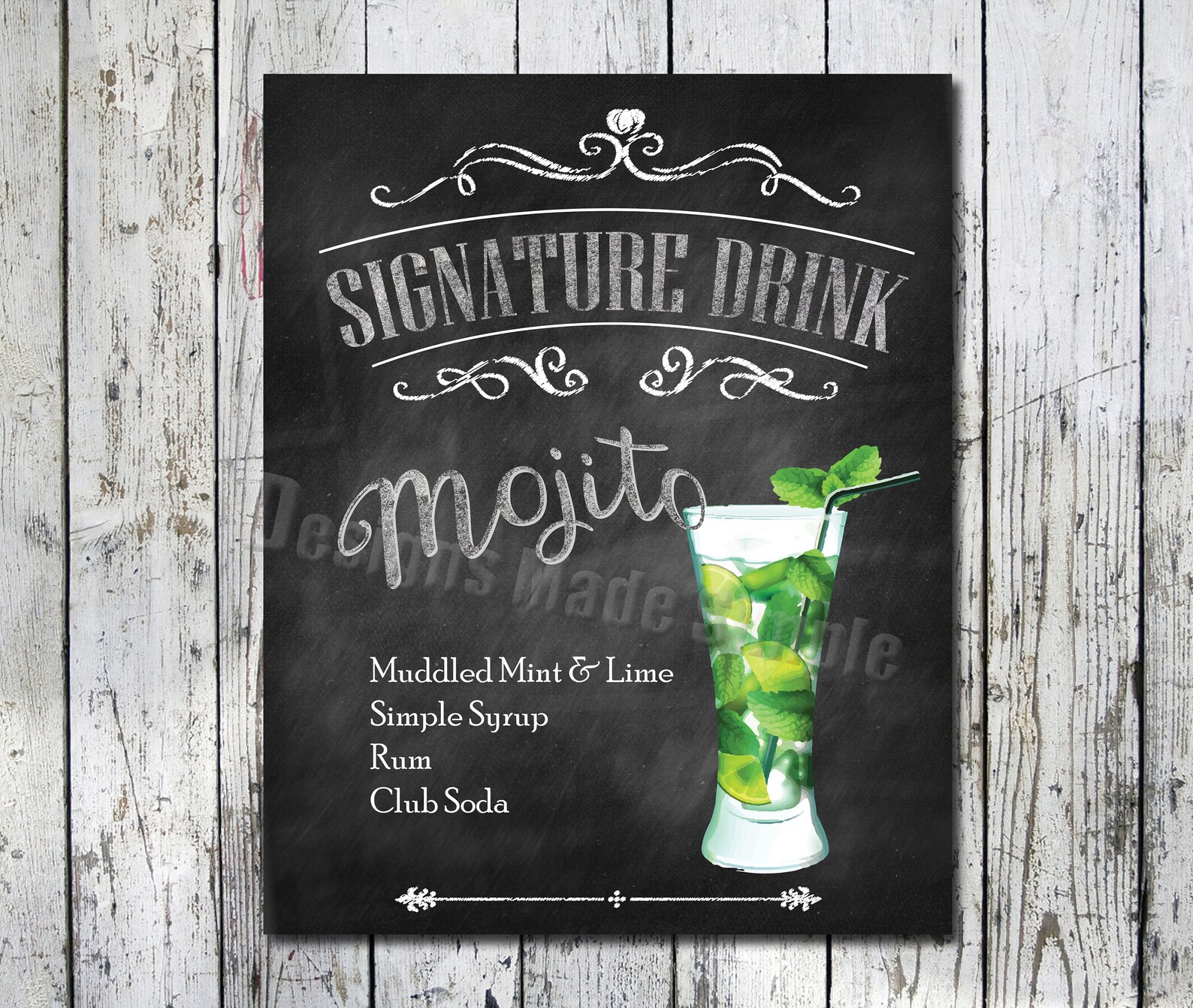 Mojito Signature Drink Wedding Sign Printables Instant - Etsy