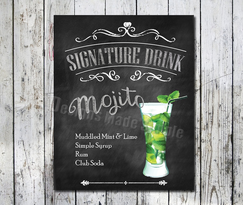 Mojito Signature Drink Wedding Sign Printables Instant - Etsy