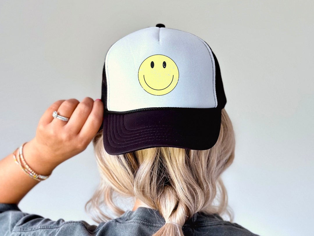 Trucker Caps Happy Trucker Hat Smiley Face Trucker Hat - Etsy