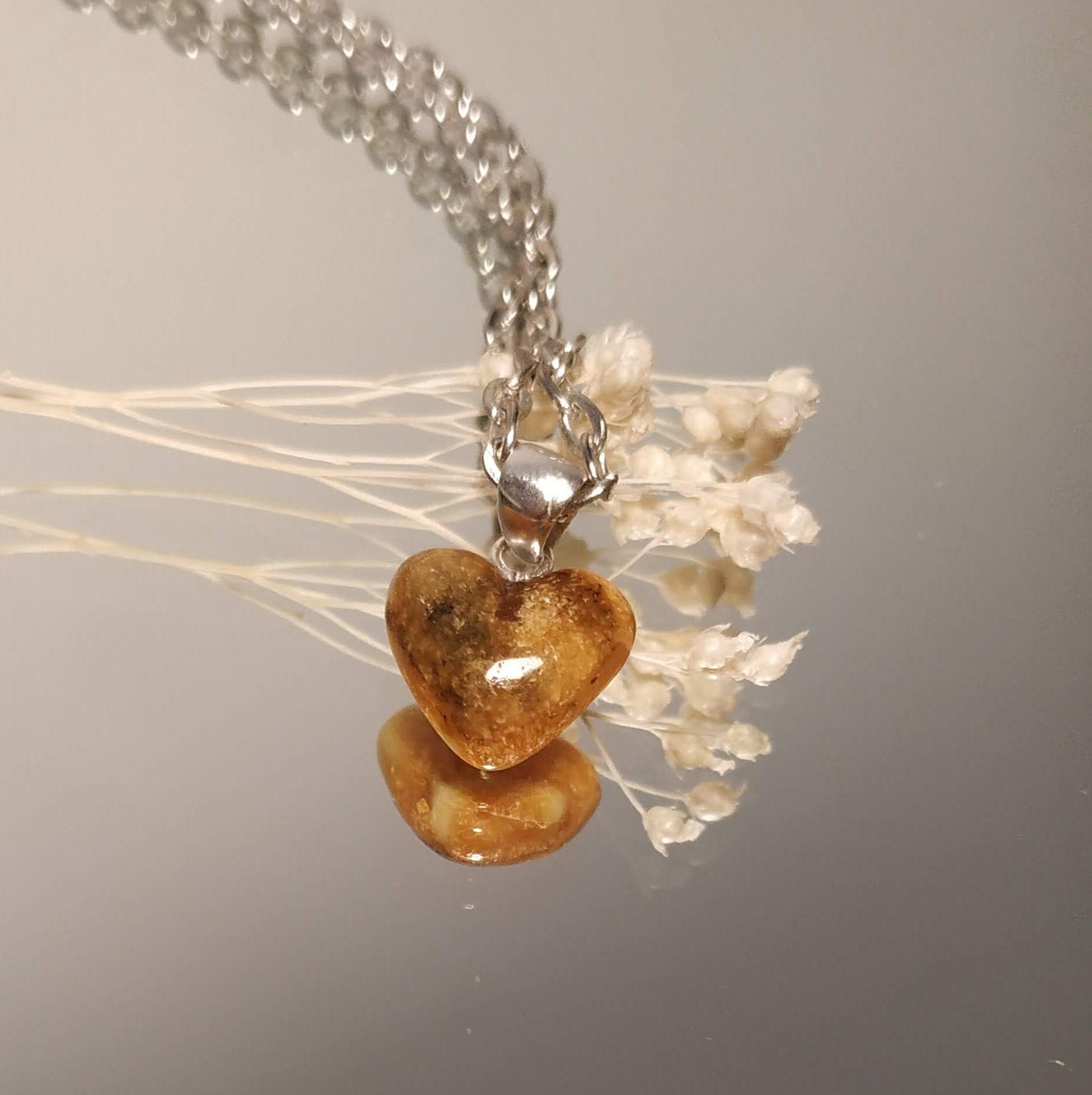 Amber Heart Pendant With a Chain/baltic Amber Jewelry/natural - Etsy ...