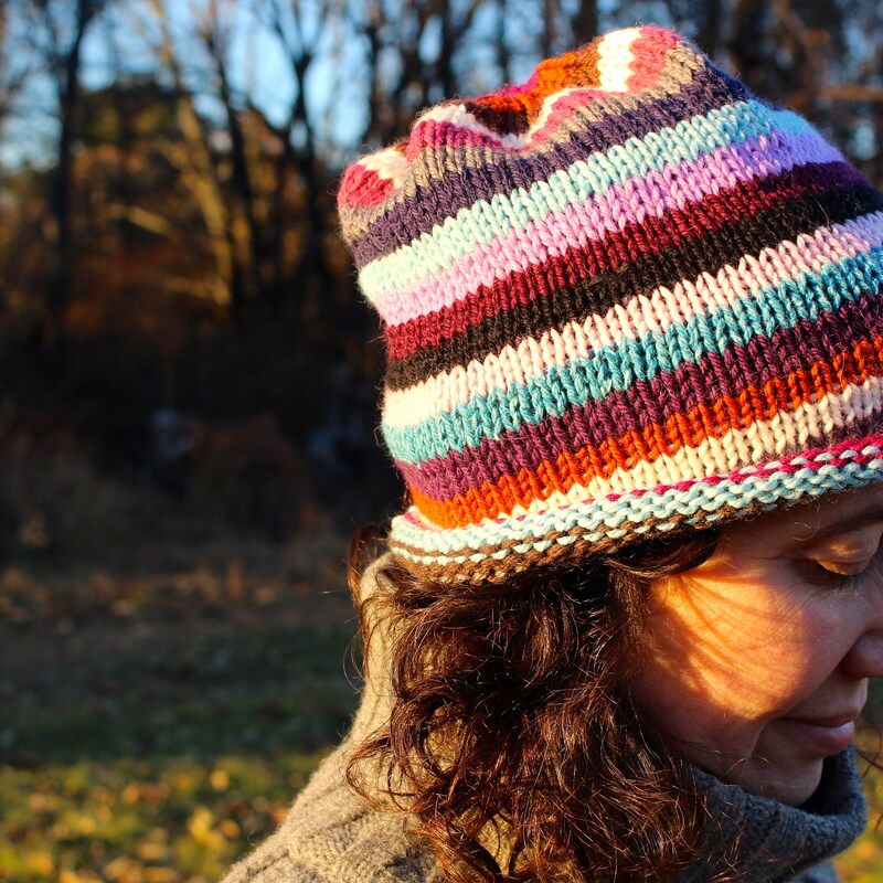 Striped Knit Hat - Etsy