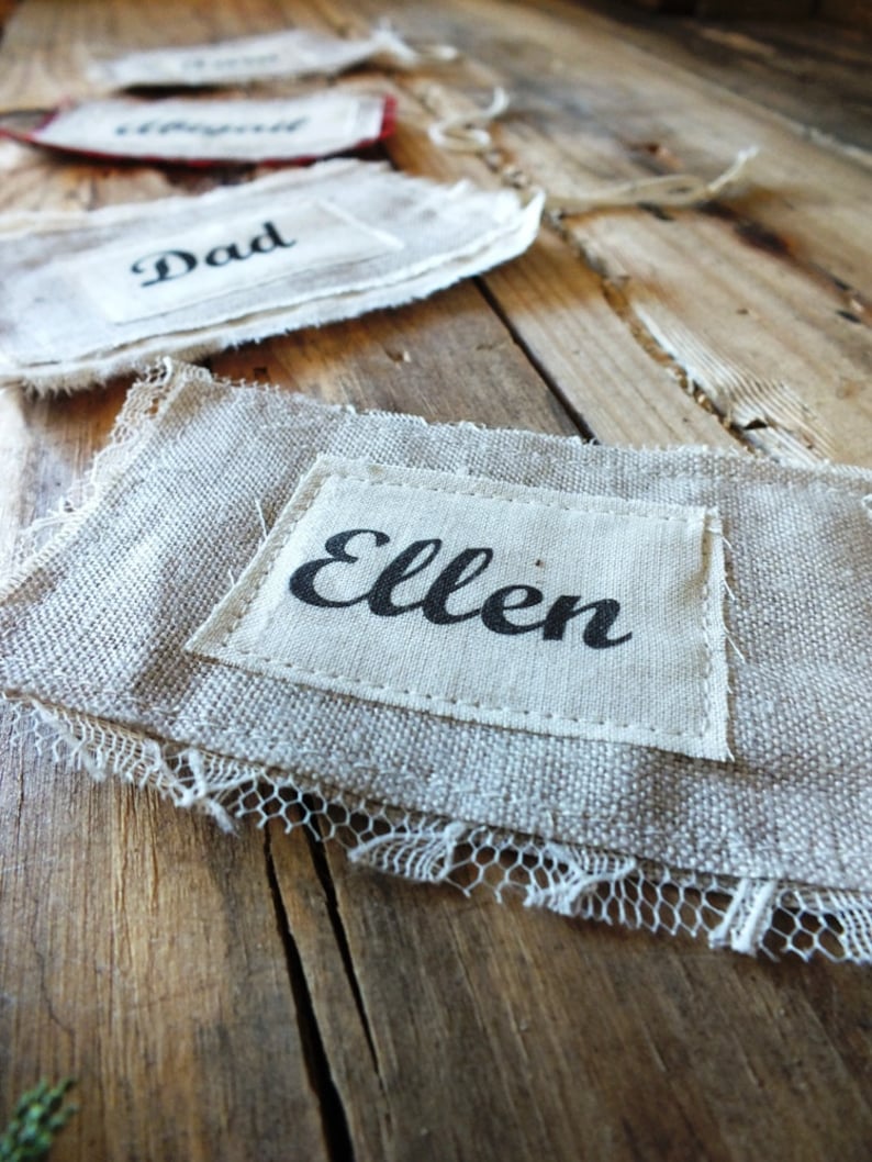 NAME TAGS LINEN Collection Christmas Colors Gift Tags - Etsy