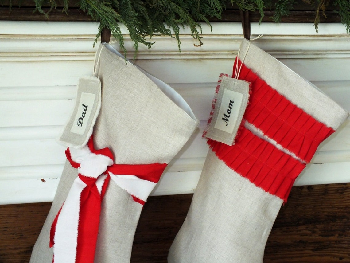 NAME TAGS LINEN Collection Christmas Colors Gift Tags Personalized ...