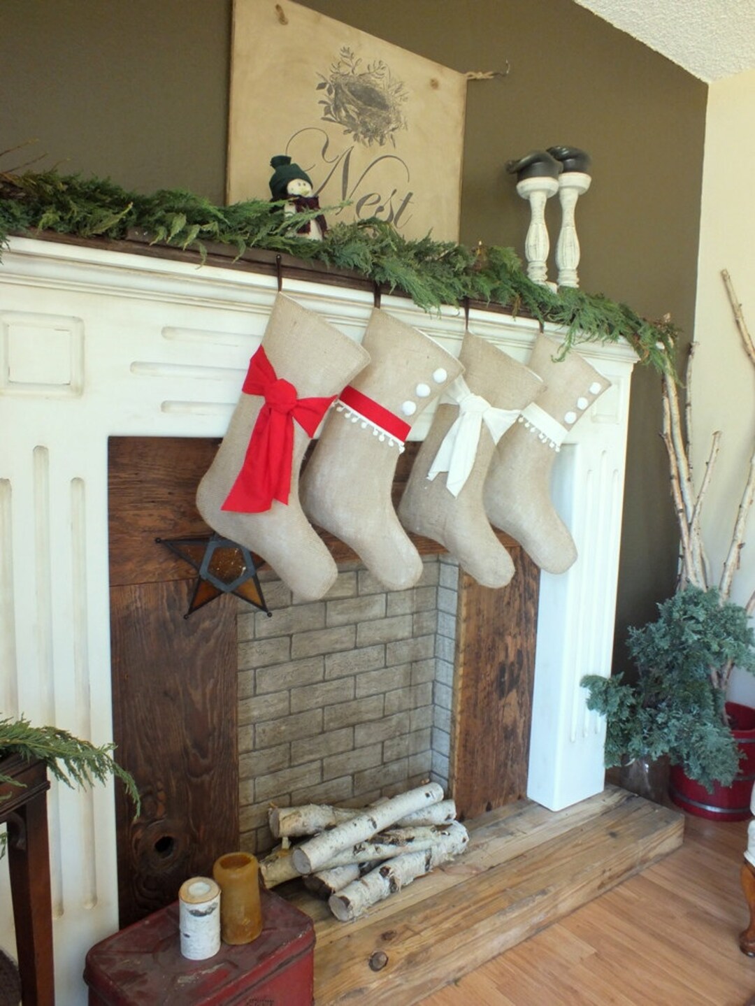 Family Stockings, Mix and Match Stockings, Set of 4 CHRISTMAS BURLAP ...
