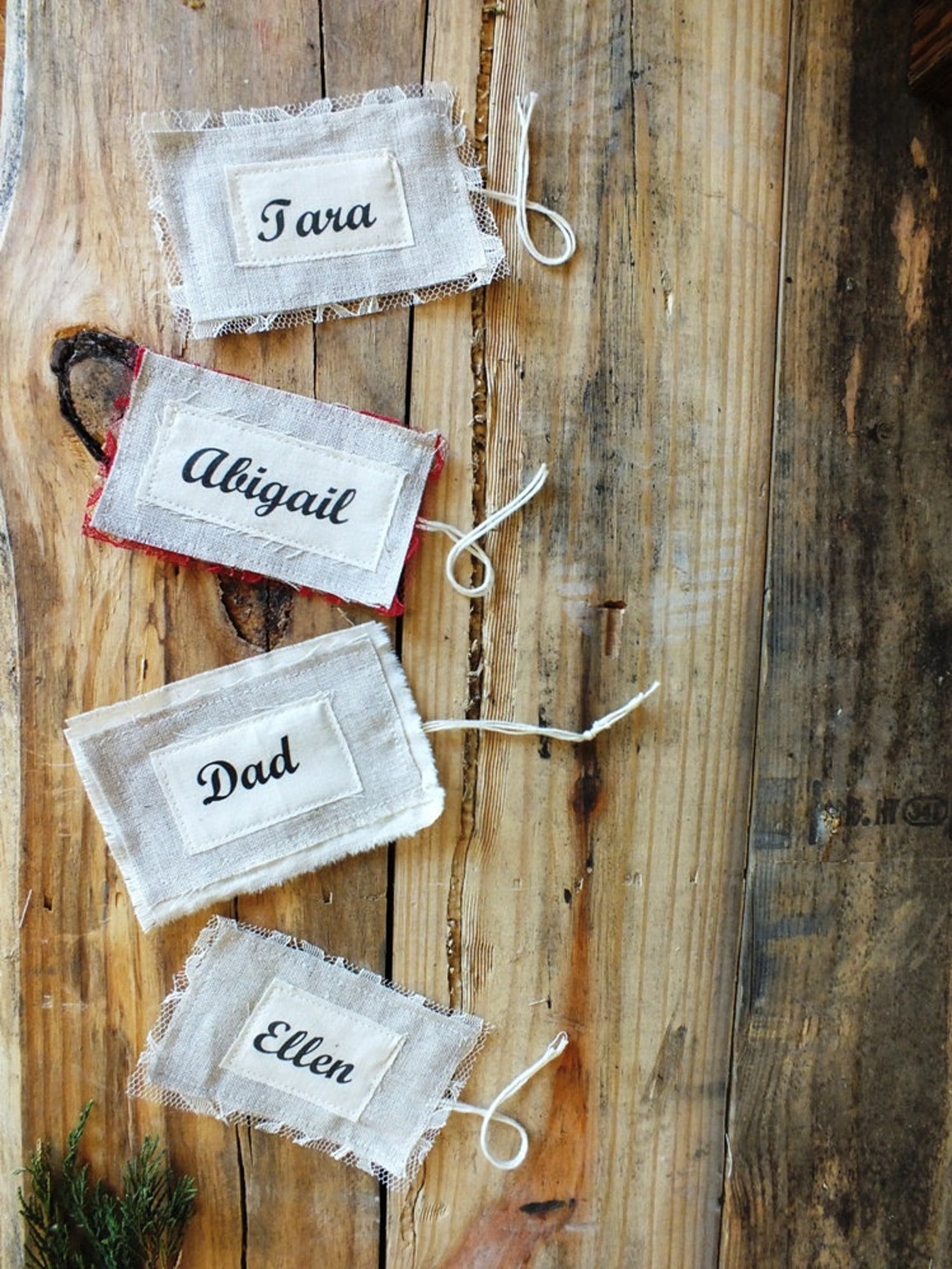 NAME TAGS LINEN Collection Christmas Colors Gift Tags Personalized ...