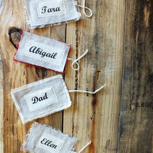 NAME TAGS LINEN Collection Christmas Colors Gift Tags Personalized ...