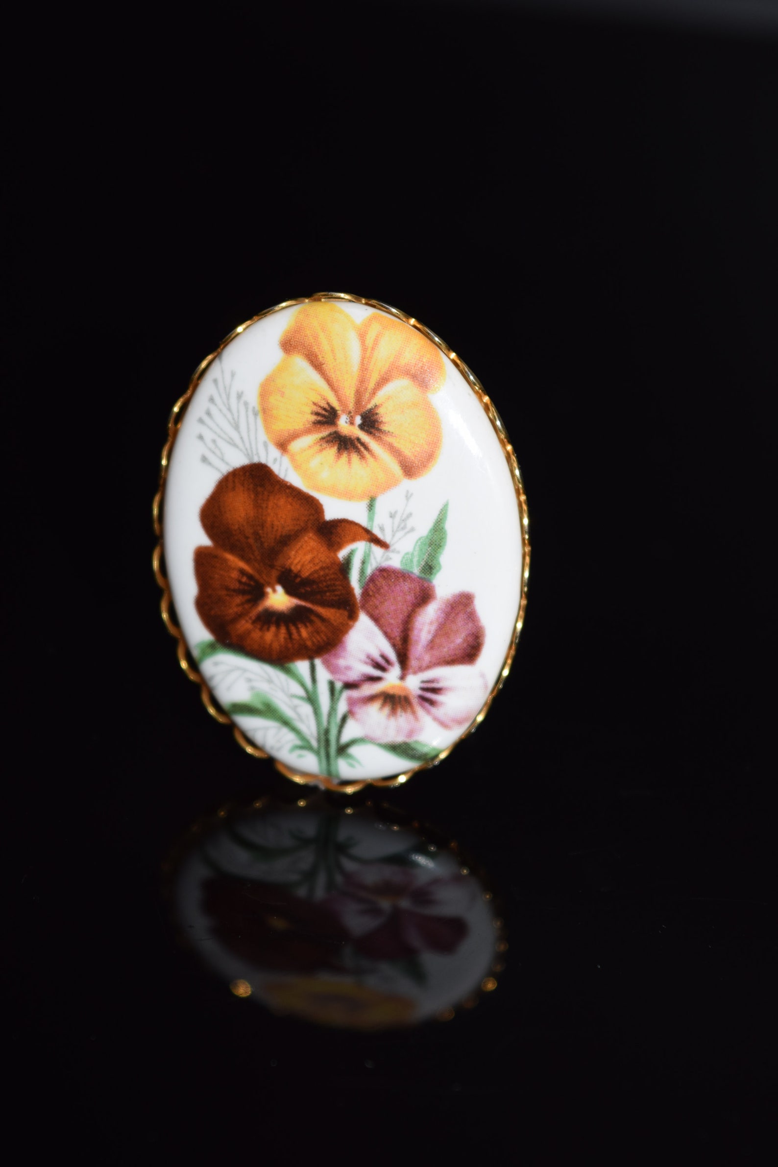 Vintage Hand Painted Porcelain Pansy Brooch, Flower Brooch - Etsy