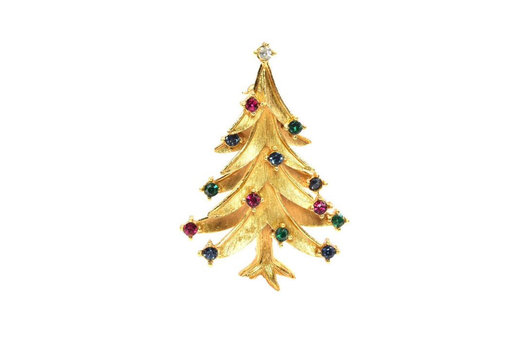 Rare Crown Trifari Christmas Tree Brooch, Vintage Trifari Book Piece ...